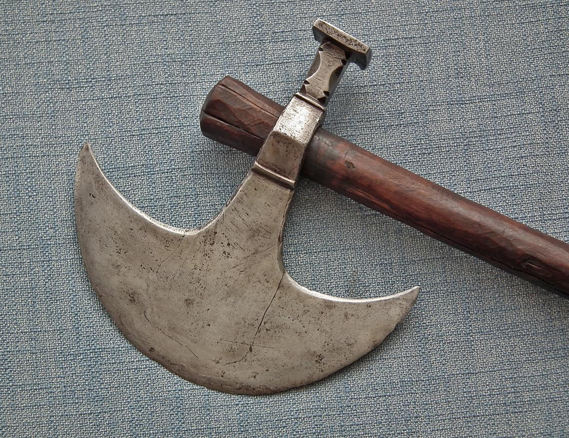 Antique 17th century Turkish Ottoman Islamic War Axe to sword shamshir ...