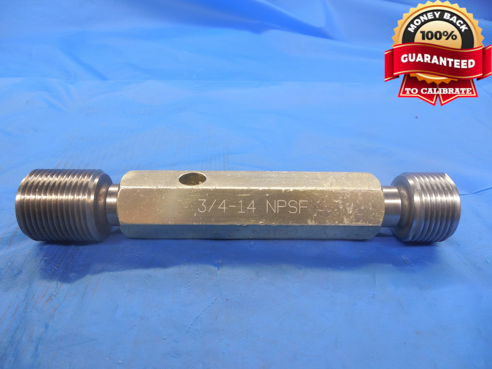 3/4 14 NPSF PIPE THREAD PLUG GAGE .75 GO NO GO P.D.'S = .9805 & .9872 0 ...