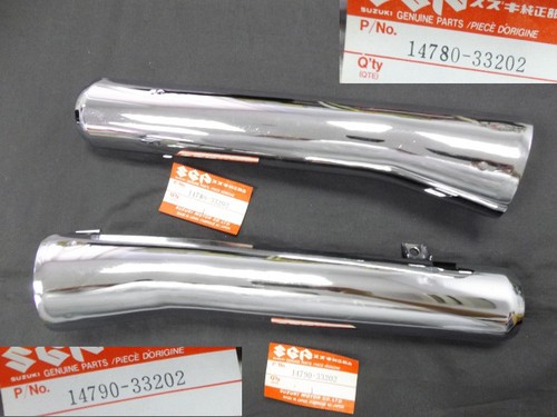 Suzuki GS400 GSX400 Exhaust Muffler Cover L+R NOS Pipe 14780-33202 ...