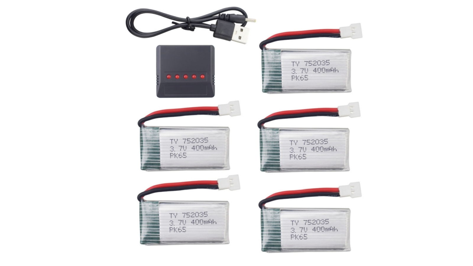 5PCS 3.7V 400mAh Battery for Quadcopter Parts Aircraft Model Drone ...