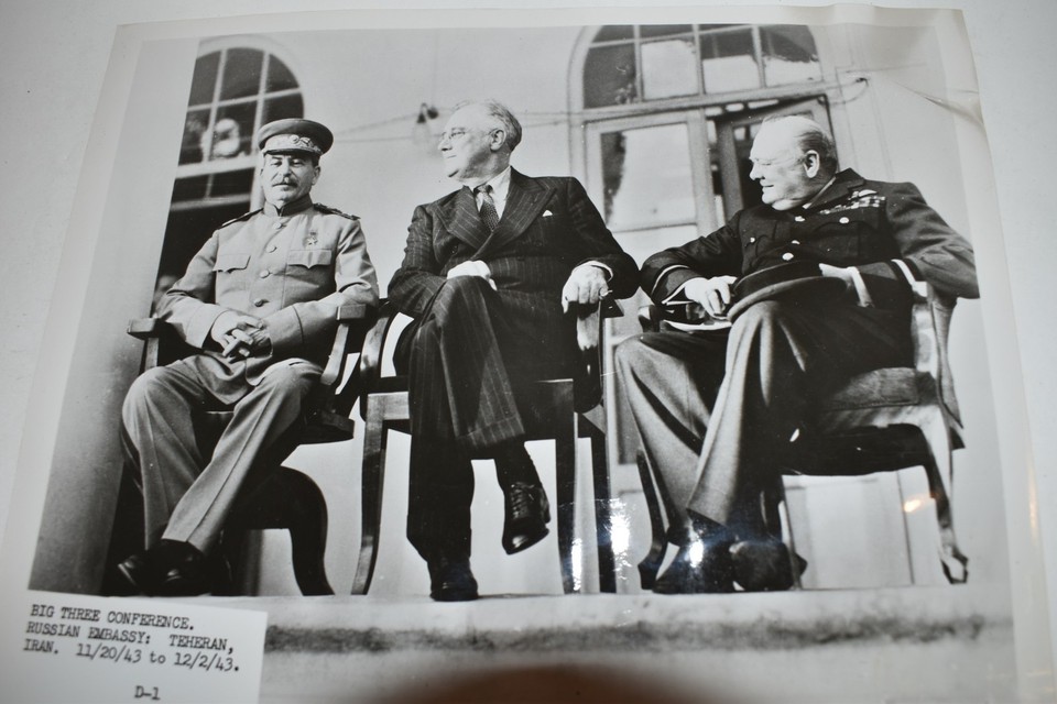 Big Three -WW2 -Tehran Conference 1943 FDR CHURCHILL PRESS PHOTO 8X10 ...