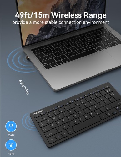 2.4G Wireless Keyboard Small Wireless Keyboard with Media HotkeysMini ...