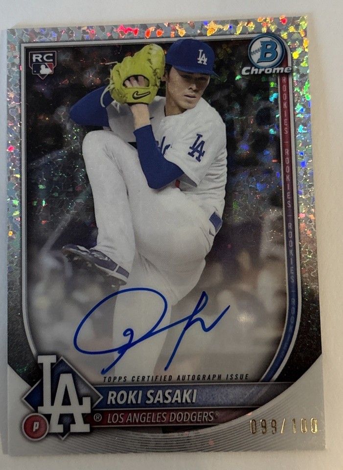 2025 Bowman Roki Sasaki Chrome RC Auto Mini-Diamond Refractor /100 LA ...