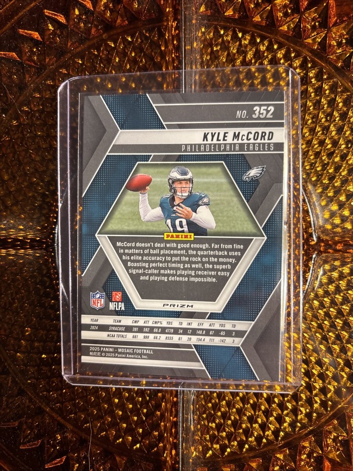 Kyle McCord 2025 Panini Mosaic Football Red & White Stripe Prizm RC SP #352 | eBay