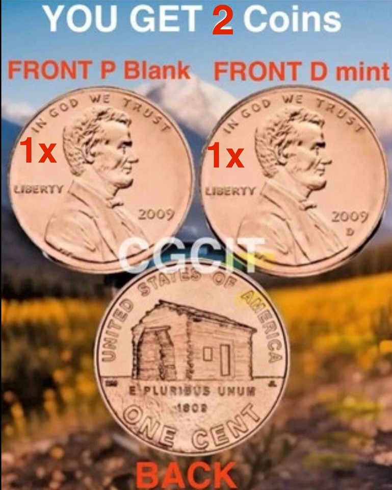 2009 Lincoln cent P + D Cabin Birth =2 coins BRITE RD BU UNC MS (2025 ...