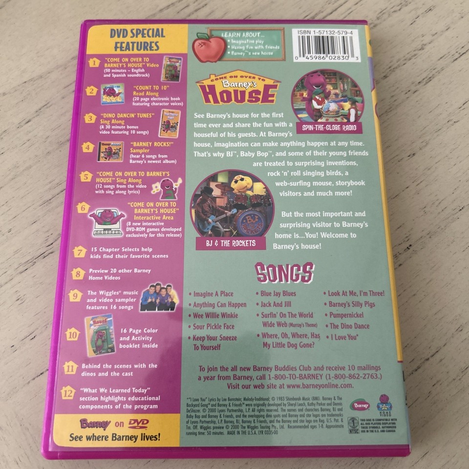 Come on over to Barney's House (DVD, 2000) Sing Along Songs Region 1 ...