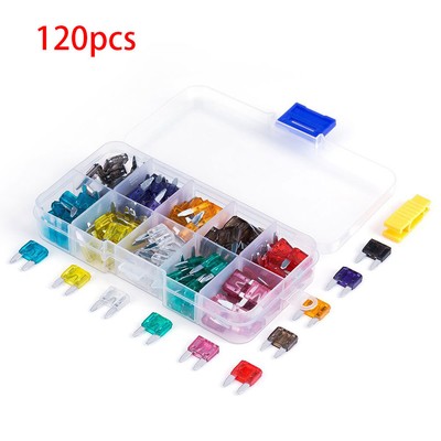 120Pcs Mini Blade Car Fuses Assortment Kit for Car Assortment Blade ...