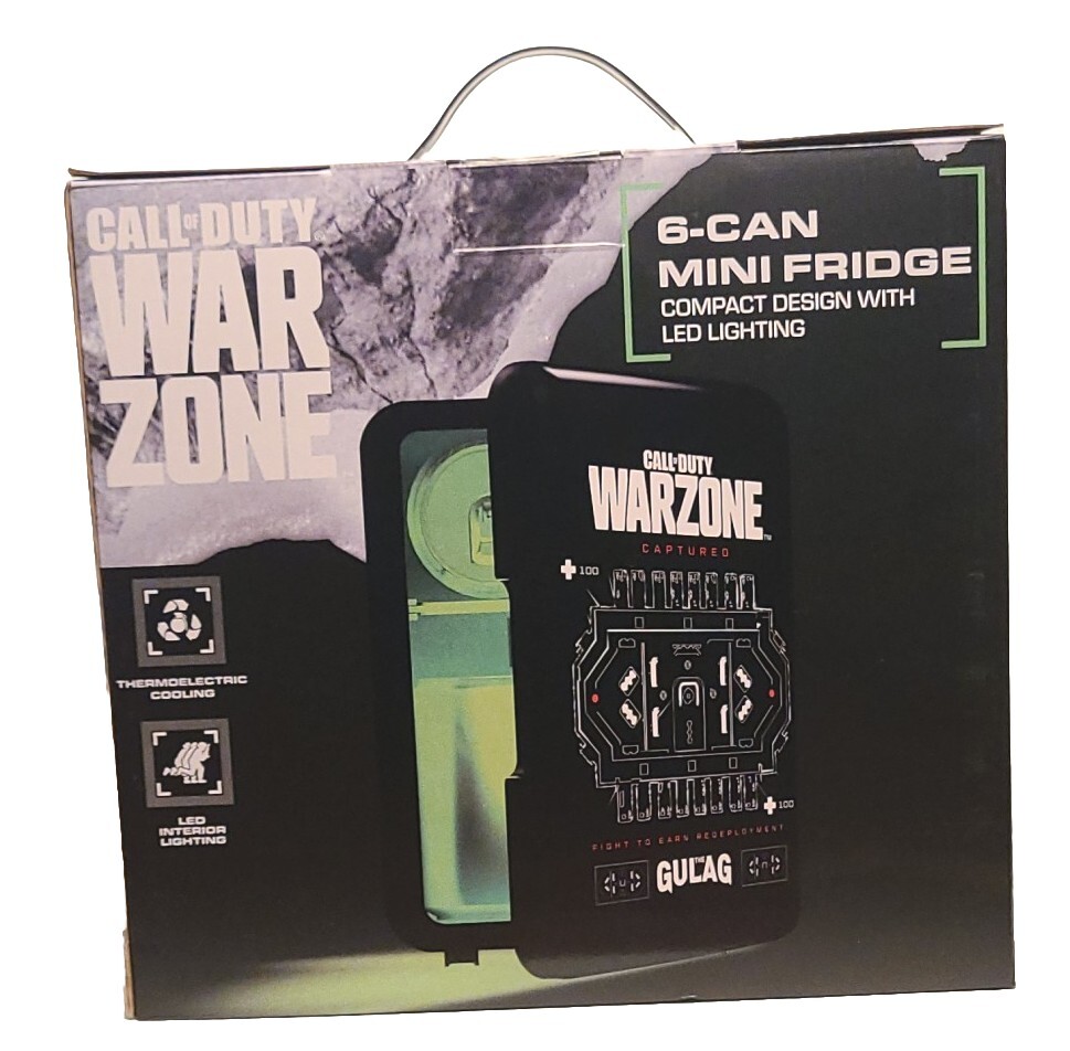 Call Of Duty War Zone Gulag 6 Can Black Mini Fridge With LED Lighting ...