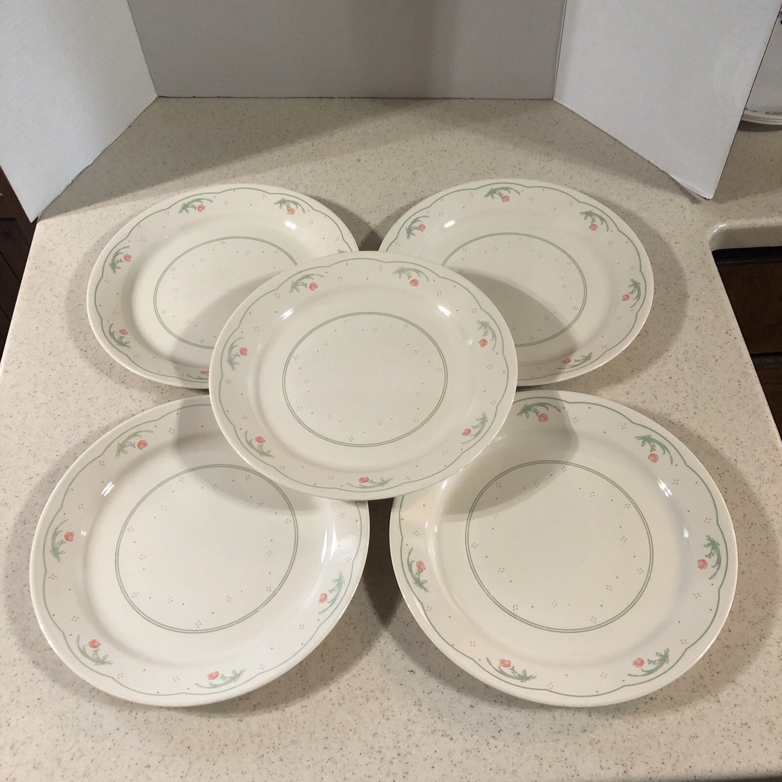 CORELLE BY CORNING SANDSTONE " CALICO ROSE " 10 1/4" DINNER PLATES SET ...