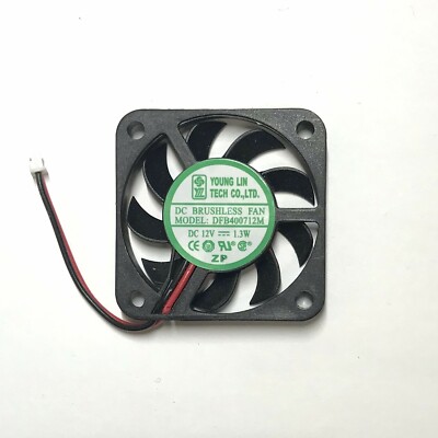 40mm 12VDC Fan, 1.3W, 5.4CFM, 6500RPM, 2-Pin, 40x40x7.5mm, Young Lin ...
