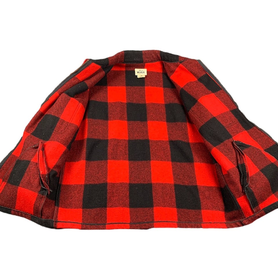Vintage Woolrich Hunting Buffalo Wool Barn Jacket Coat Mackinaw Size L ...