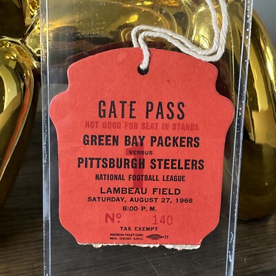 1966 Green Bay Packers Pittsburgh Steelers Gate Pass Ticket Stub August ...