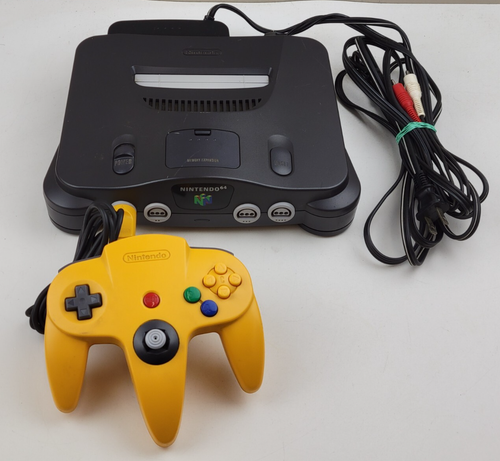 Nintendo 64 N64 NUS-001 Console w/ OEM Yellow Controller & Cords ...