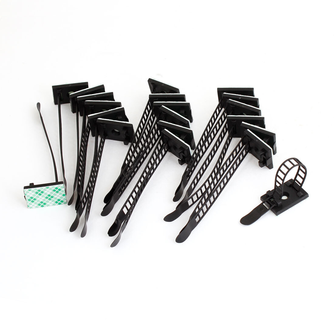 20 Pcs Black Plastic Adhesive Rectangle Base Adjustable Cable Wire Tie ...