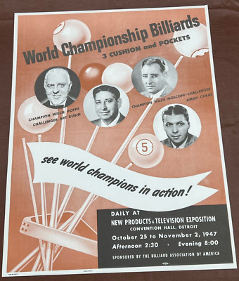 World Championship 1947 - WILLIE MOSCONI Exhibition Billiard / Pool ...