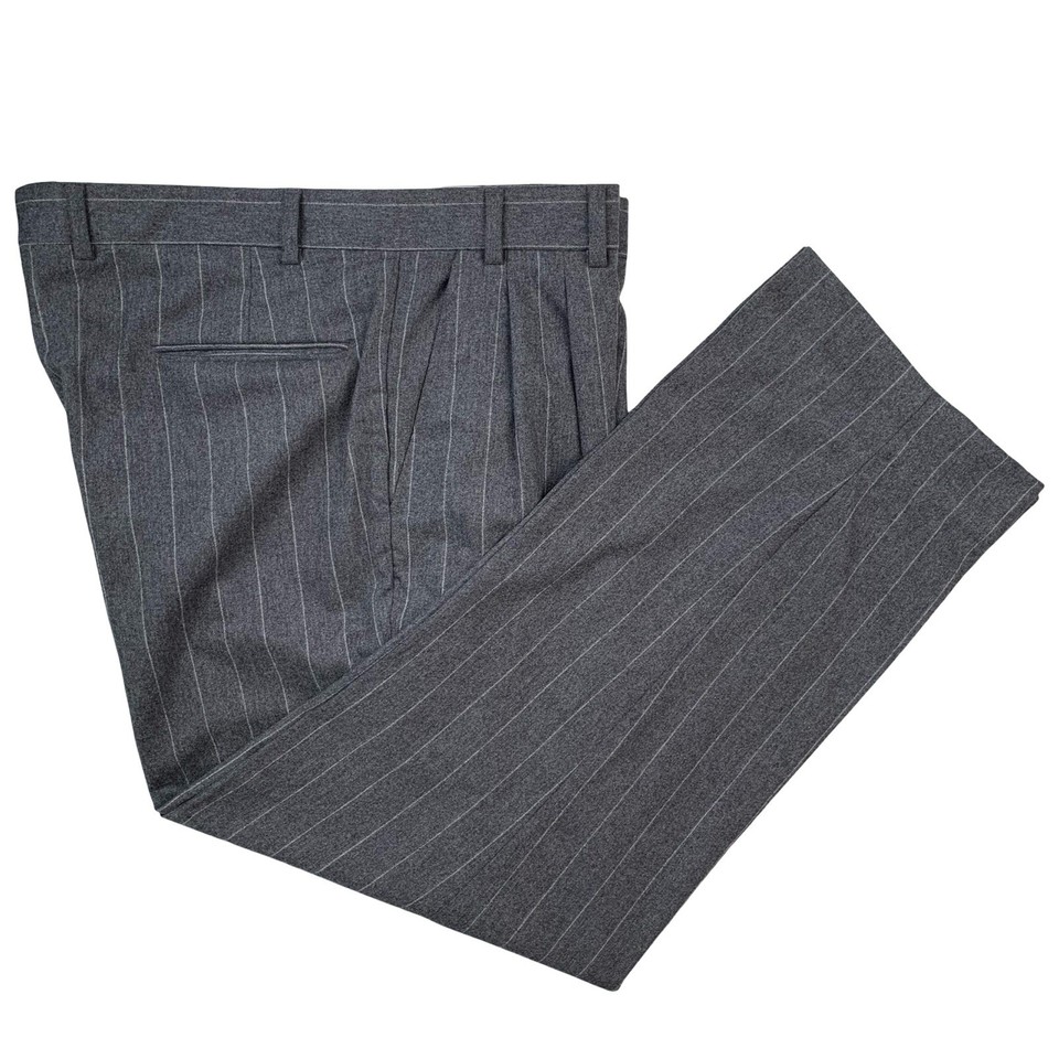 VTG 44 R Saks Fifth Avenue Smoke Grey Flannel Weight Chalk Stripe Wool ...
