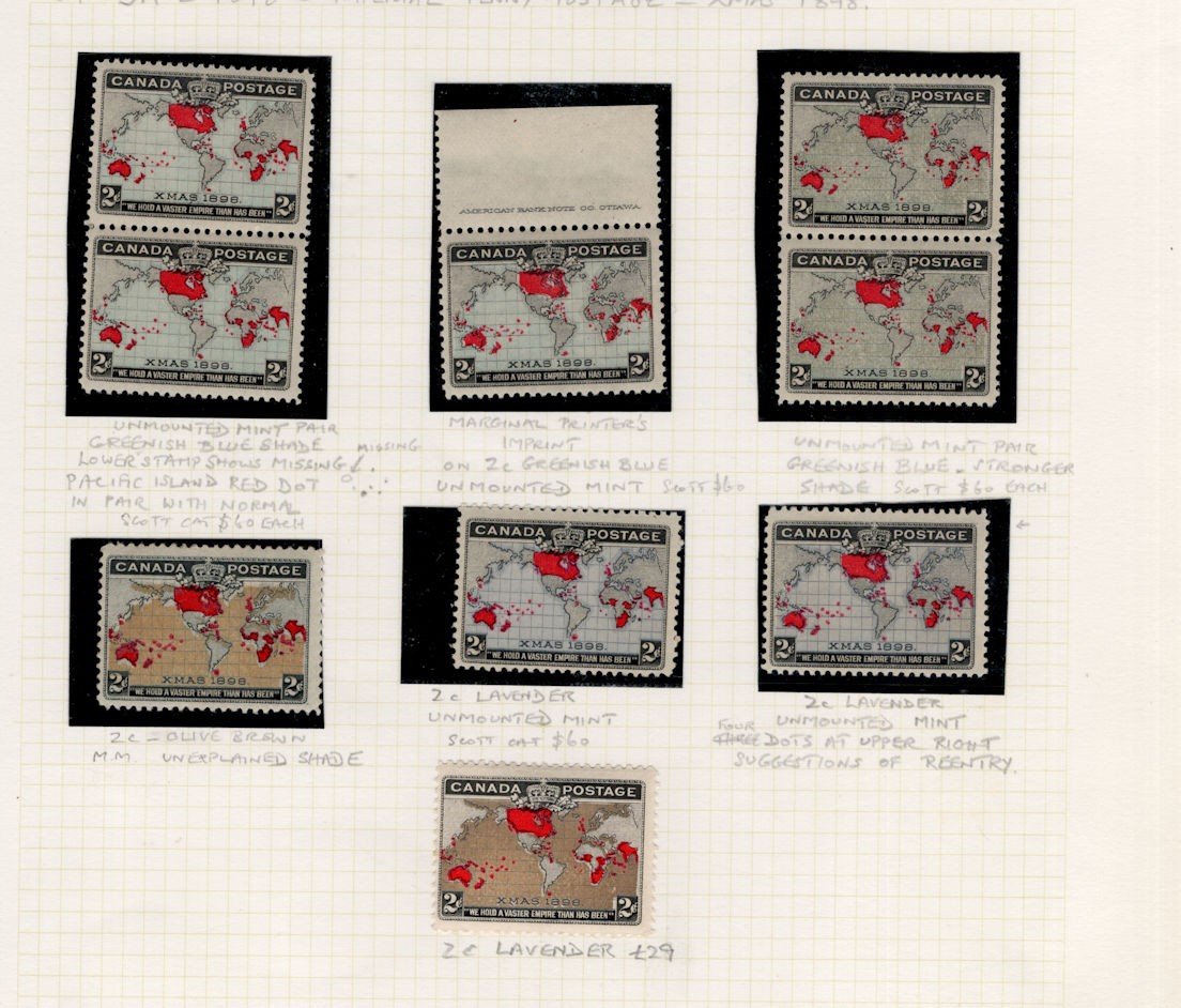 Canada #85 / #86 mint original gum 9 MNH stamps - color error, pairs ...