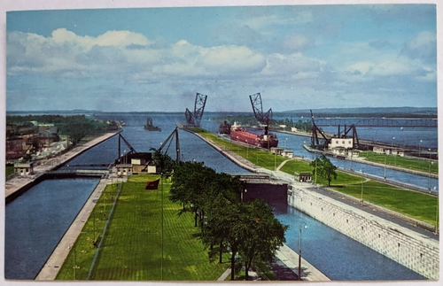 Soo Locks View Sault Ste. Marie Michigan Boats Ships Maritime Chrome ...