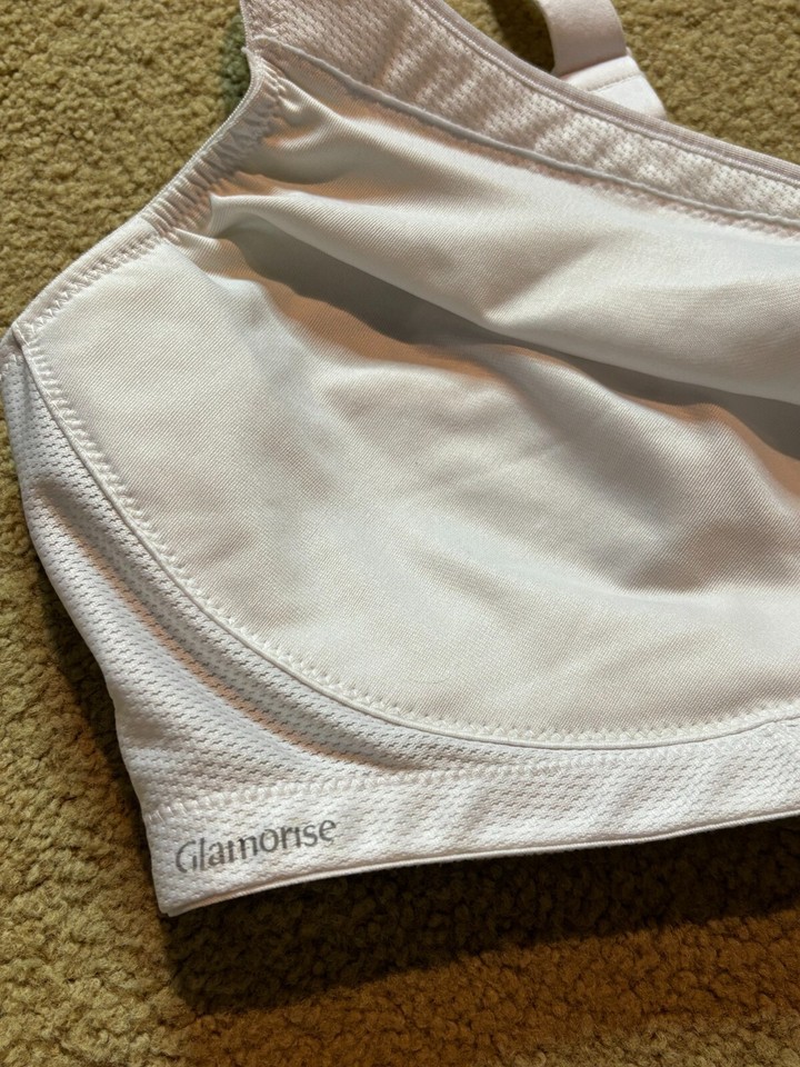 Glamorise Bra Sports Gym Bra Magic Lift Seamless White Wireless Wire ...