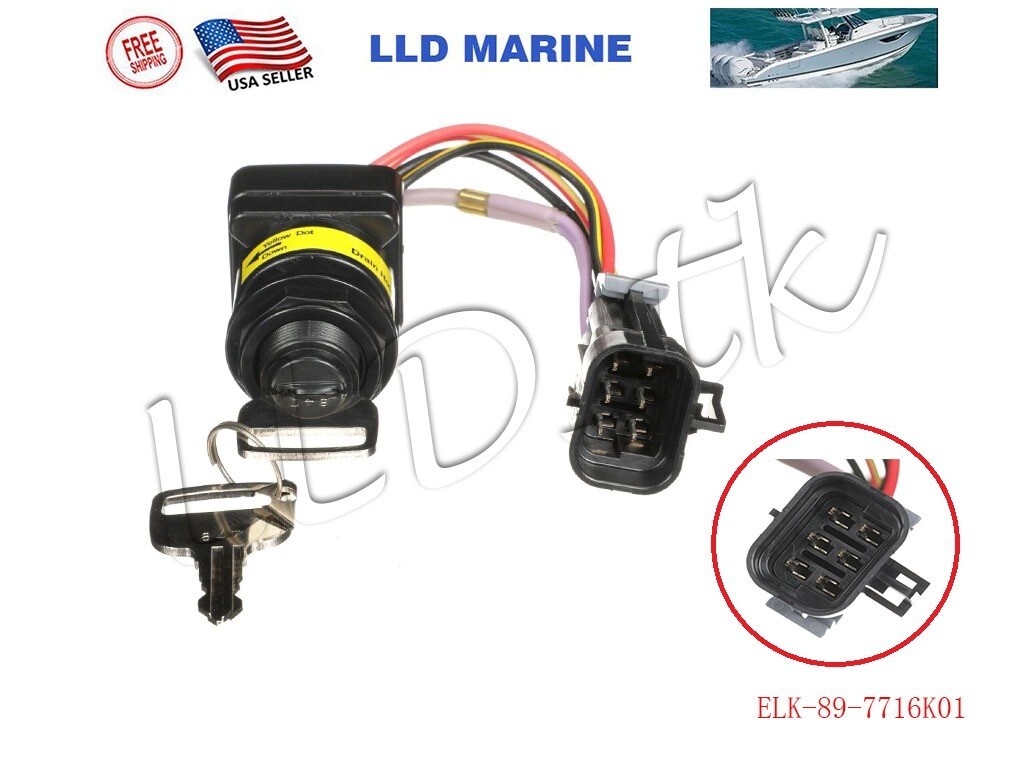 DTS Ignition Key Switch Mercury Mariner Outboard 87-897716K01 8M0059686 ...