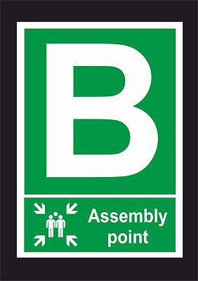 ASSEMBLY POINT B sign or sticker fire safety point evacuation emergency ...