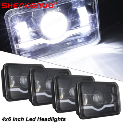 4pcs 4x6" Inch LED Headlights Hi/Lo Turn Light for Kenworth T800 T400 ...