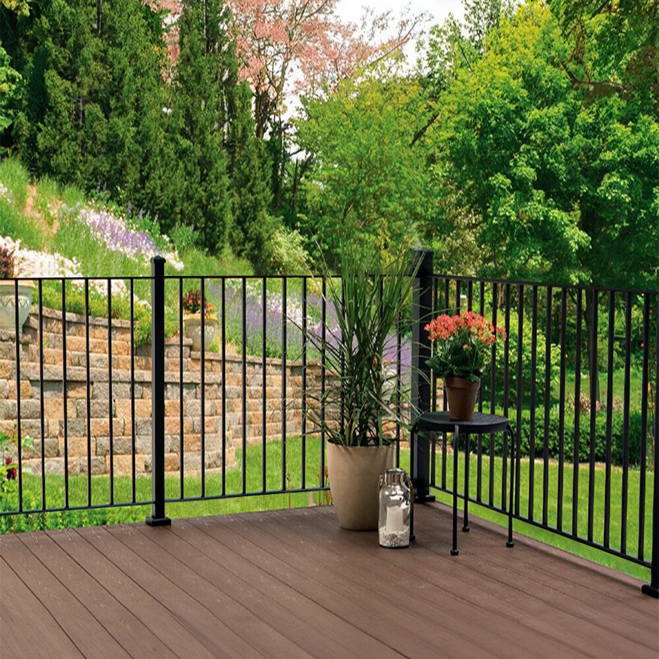 Wrought Iron Decking Railing Spindle Railing Straight Black Handrail ...