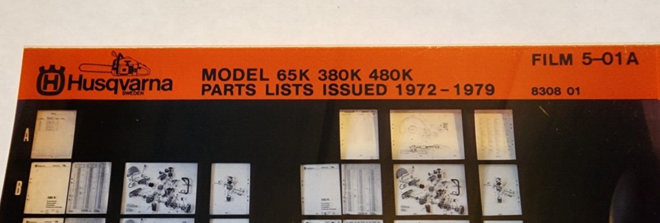 Husqvarna Cut-Off Parts List Microfiche Models 65K 380K 480K 1972-1979 ...