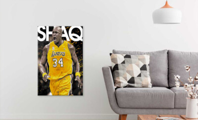Shaquille O'Neal Lakers 34 Painting Basketball Stretched Canvas 60x90cm ...