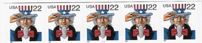 US Uncle Sam 22c Stamp Strip of 5 Scott #3263 | eBay