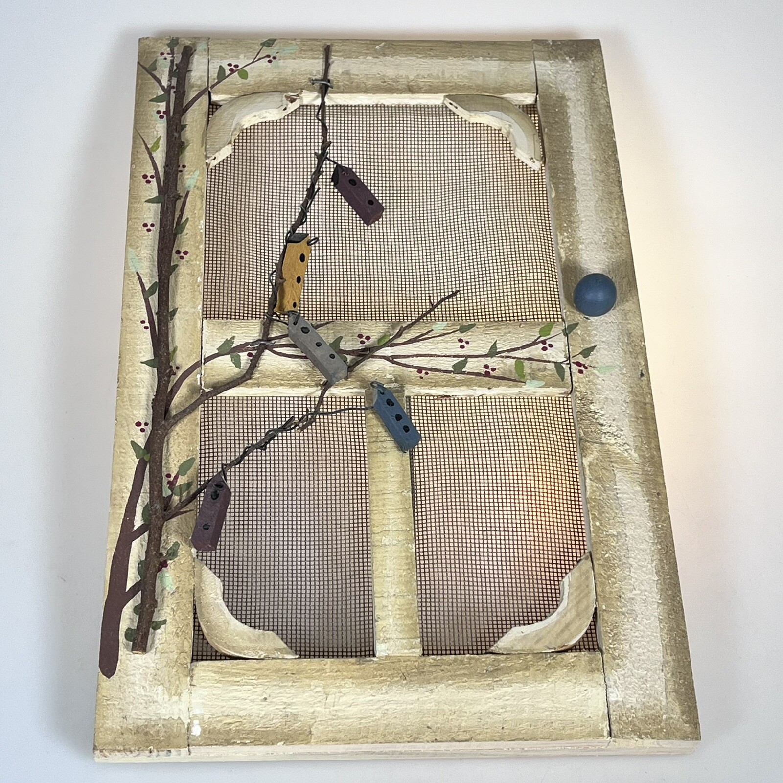 Beautiful Wood Screen DOOR Decor Rustic COUNTRY Christmas Holly Bird ...