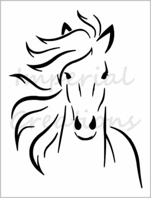 HORSE FACE Mare Colt Outline Design 8.5" x 11" Reusable Stencil Sheet ...
