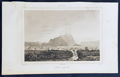 1838 De Rochelle Antique Print of El Jorullo Volcano, Michoacán ...