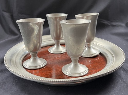 Serving Cocktail Serving Tray Wood Grain Formica 4 - Revere Pewter ...