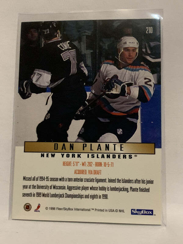 #210 Dan Plante Rookie New York Islanders 1995-96 Skybox Impact Hockey ...