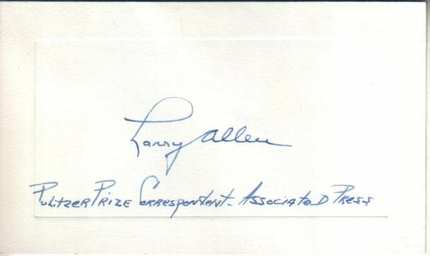 Larry Allen Autographed Card Award Winning Journalist / Foreign ...