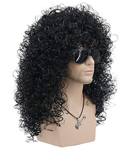 Mens Slash Long Curly Black Hard 70s 80s Rocker Wig Halloween Costume ...