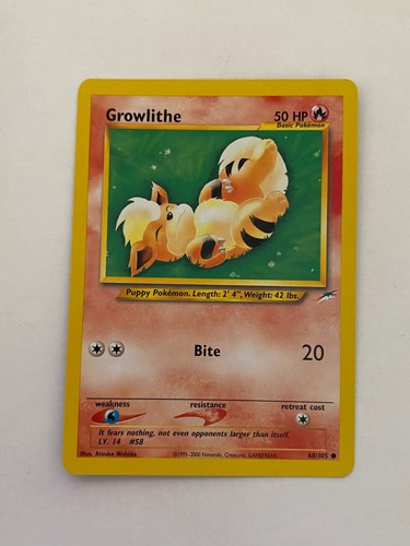 Growlithe 68/105 Pokemon Neo Destiny Common Non Holo NM/MINT 2002 box ...