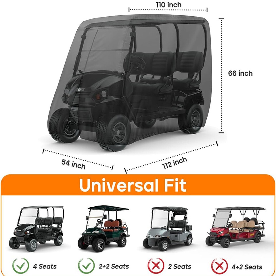 For Denago Nomad Rover XL 4 Passenger Golf Cart Cover Zipper Outdoor ...