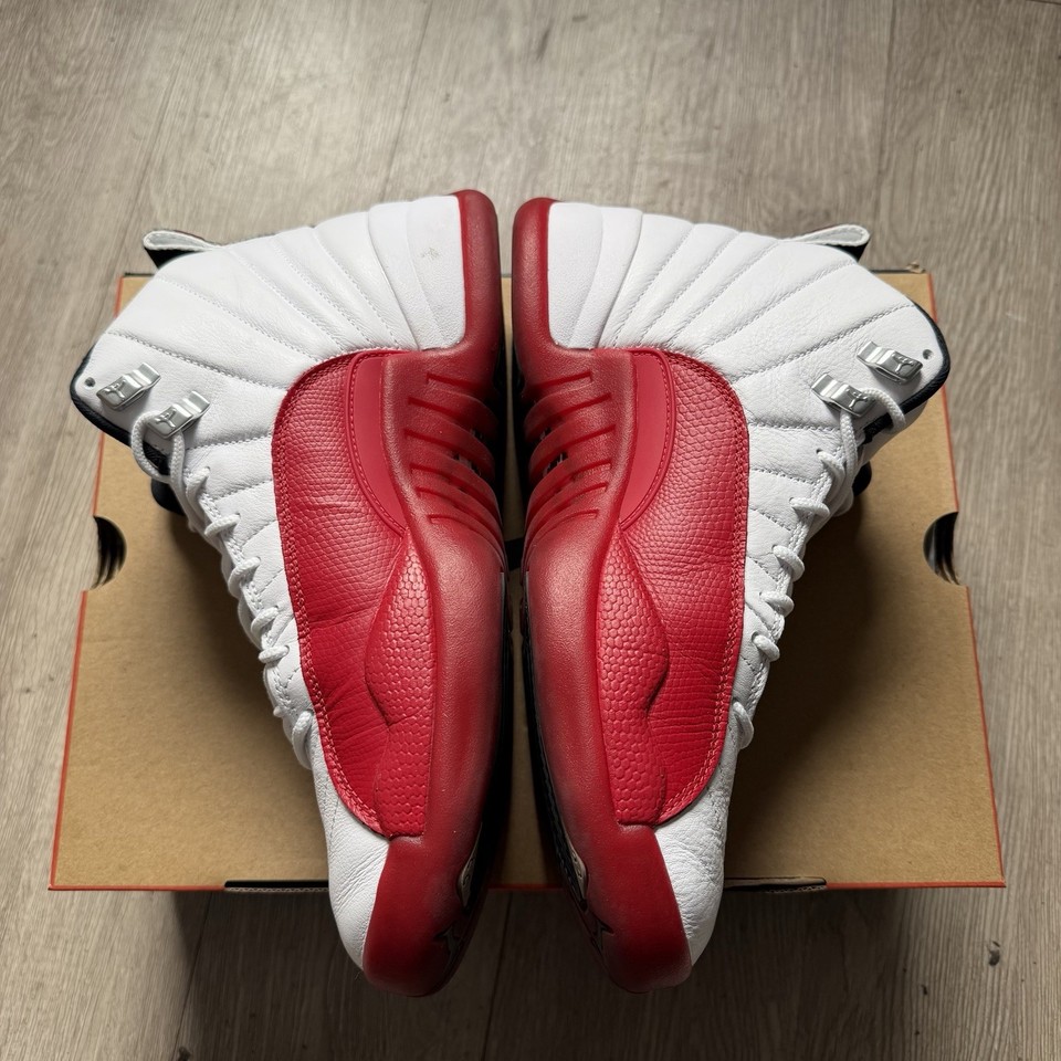 Jordan 12 Retro 2023 Cherry Sz 10 CT8013-116 White Red Playoff Flu Worn ...