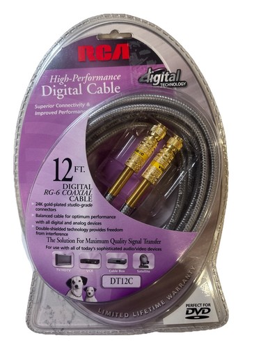 12ft RCA High-Performance Digital Audio/Video Cable 24K Gold Plated RG ...