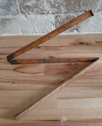 ANTIQUE WOOD & BRASS FOLD OUT RULER 35 Inch | eBay