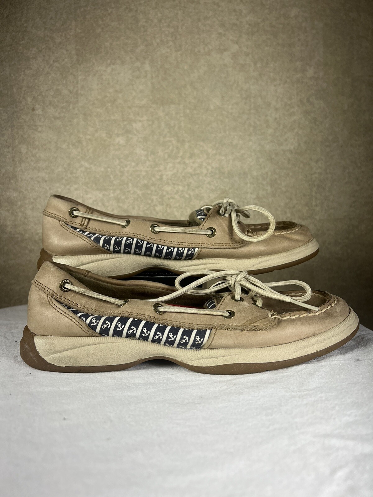 Sperry Top-Sider Women’s Size 6M Laguna Anchors Tan Boat Shoe Slip On ...