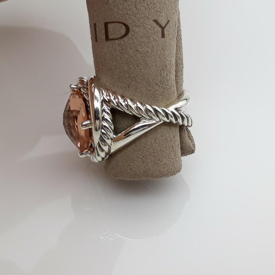 David Yurman Sterling Silver 925 Infinity Ring with Morganite 11mm size ...