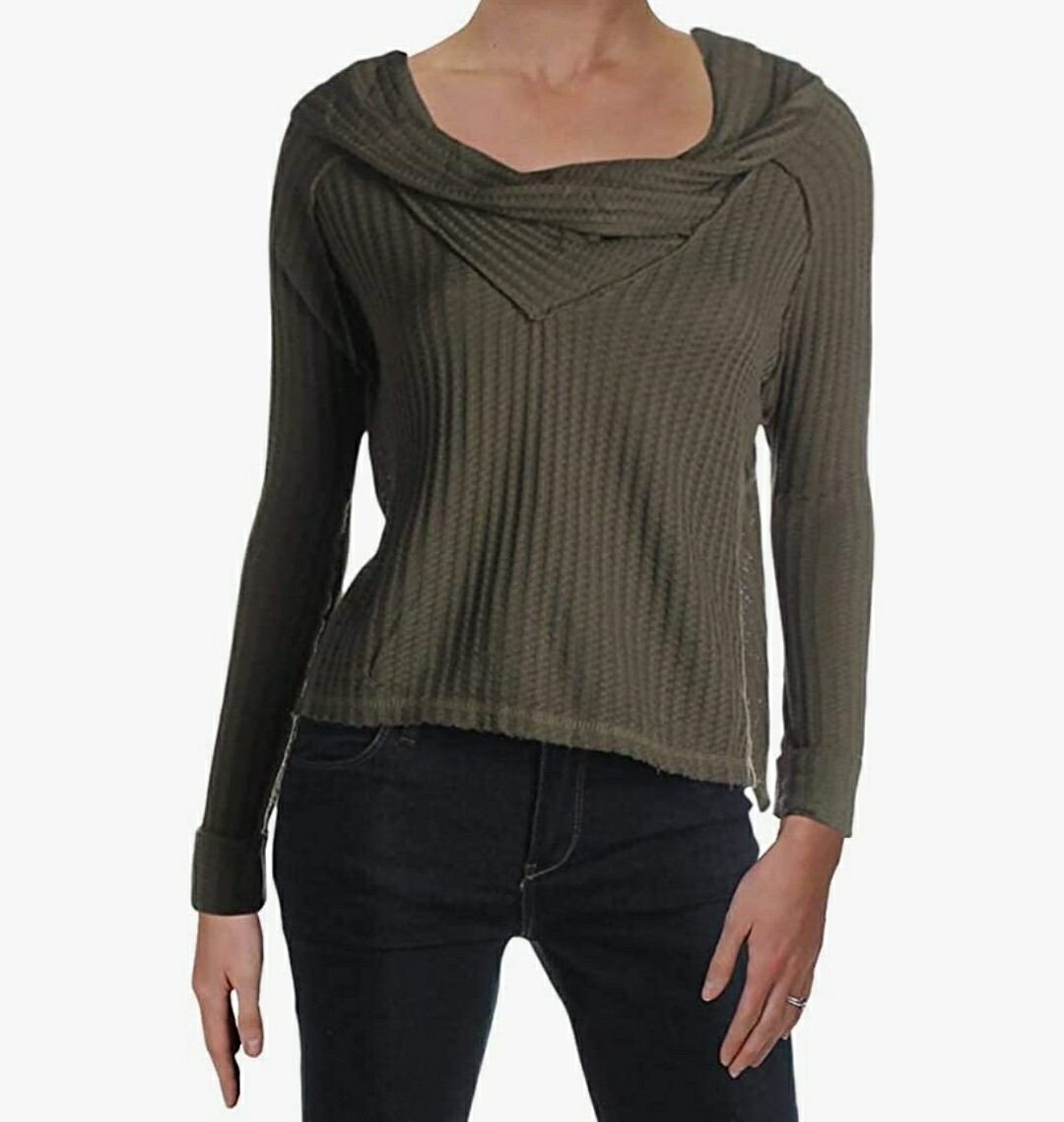 We The Free By Free People Wildcat Cowl Neck Sweater M - Gem