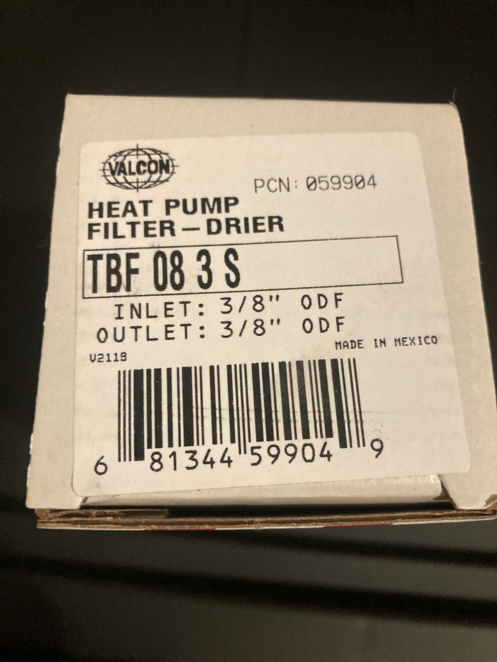 Emerson Valcon TBF 083S 3/8" ODF Bi-Flow Liquid Line Filter Drier, 8 ...