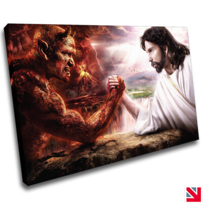 Jesus vs Satan Christianity CANVAS Wall Art Picture Print | eBay UK