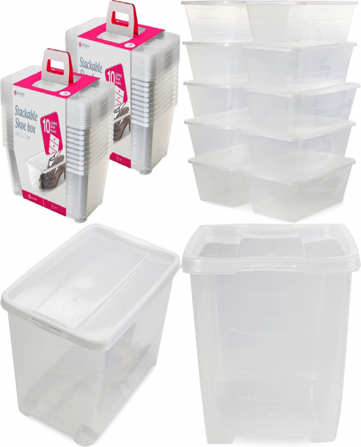 Life Story 2xSHB-10 Shoe and Closet Storage Box Stacking Container ...