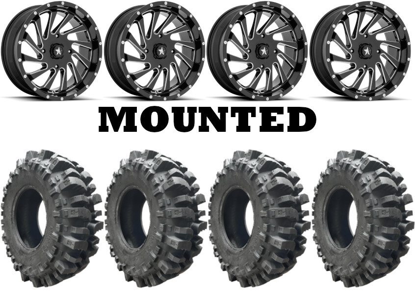 Kit 4 Interco Bogger UTV Tires 35x9.5-20 on MSA M46 Blade Black Wheels ...