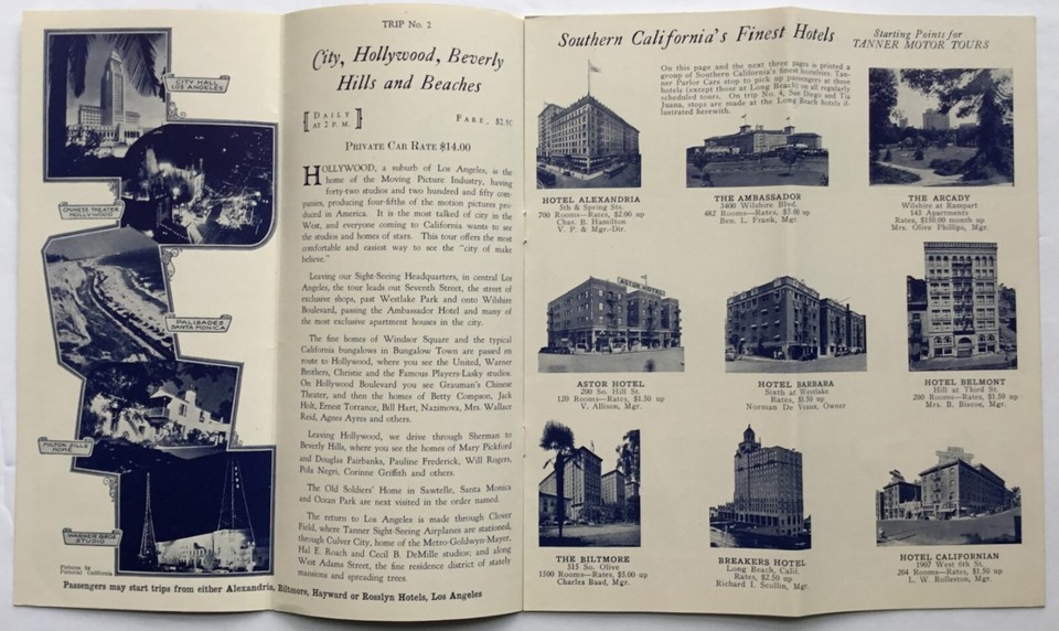 1920s Los Angeles/Southern California maps/hotel/tourism pamphlets ...